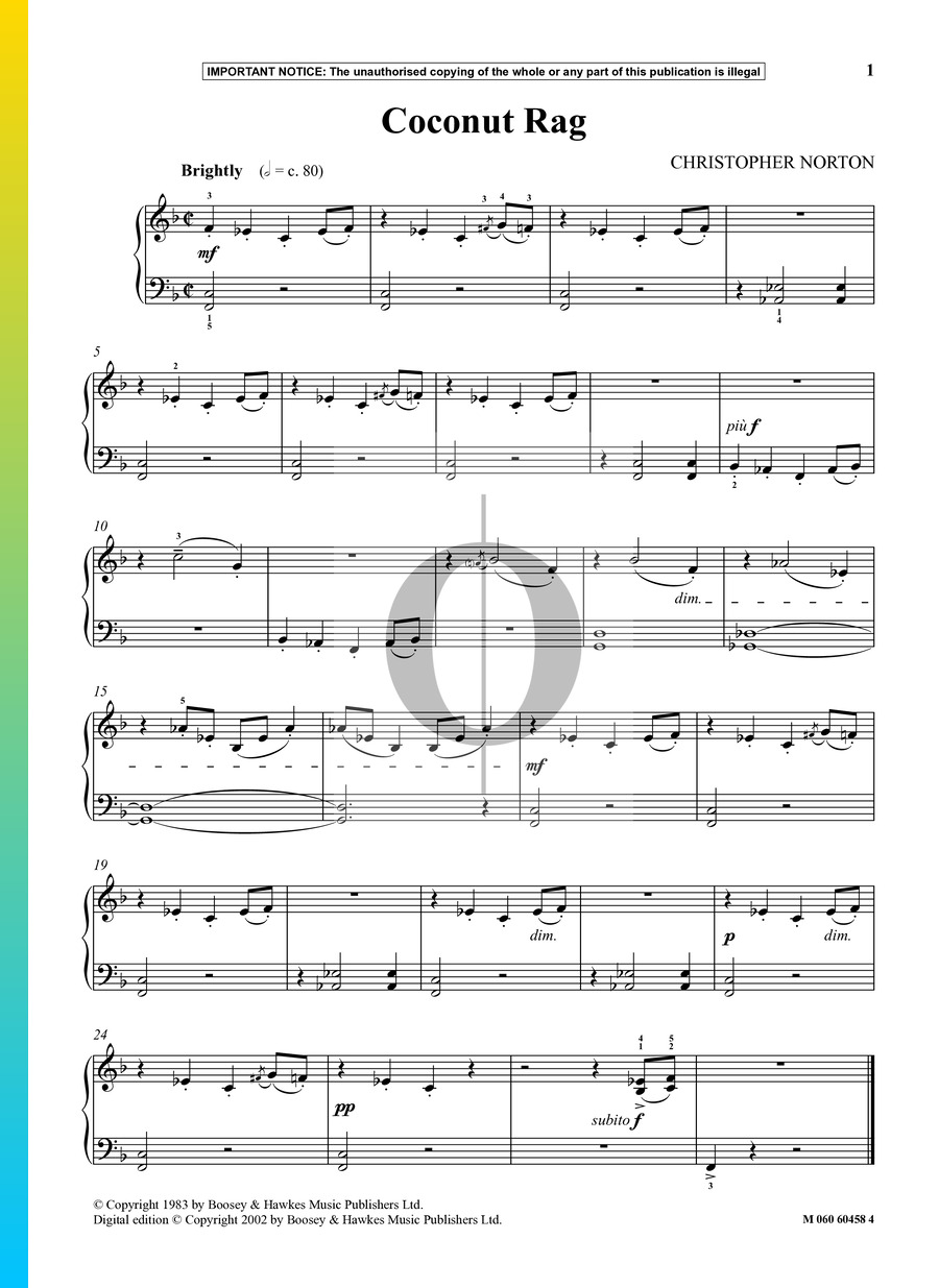Coconut Rag (Christopher Norton) Piano Sheet Music - OKTAV