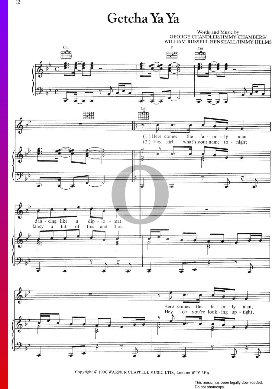 Getcha Ya Ya (Londonbeat) Piano Sheet Music - OKTAV