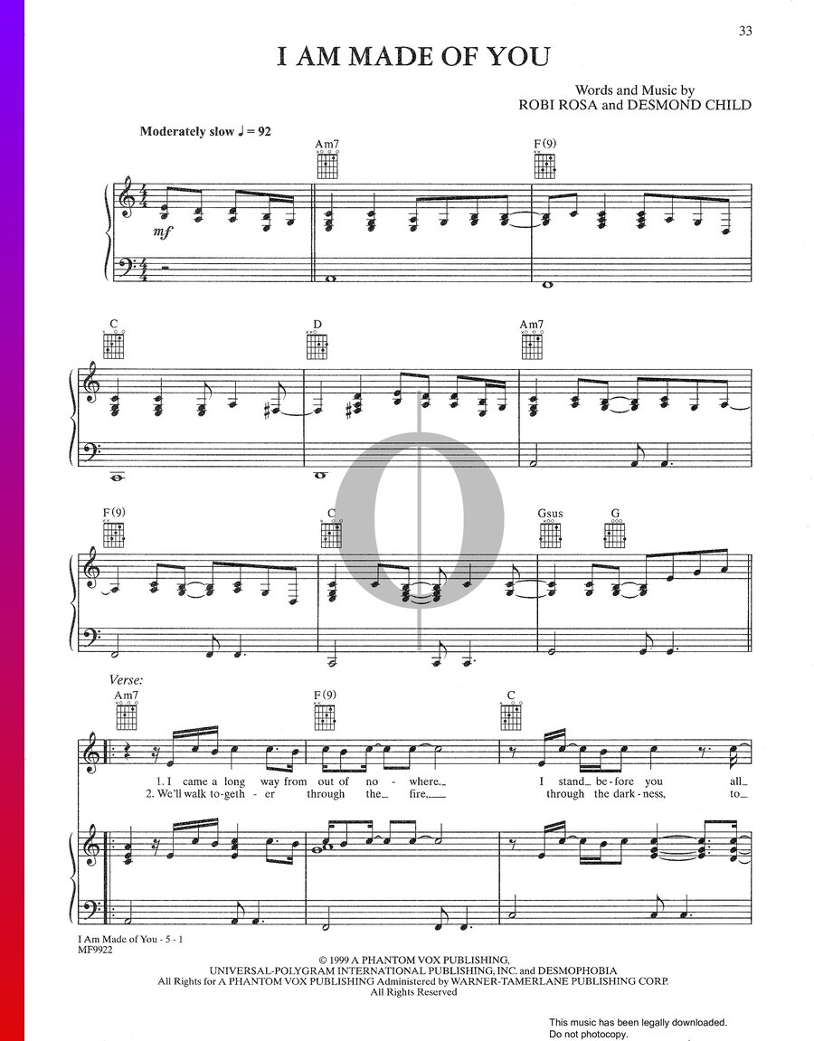 I Am Made Of You (Ricky Martin) Piano Sheet Music - OKTAV