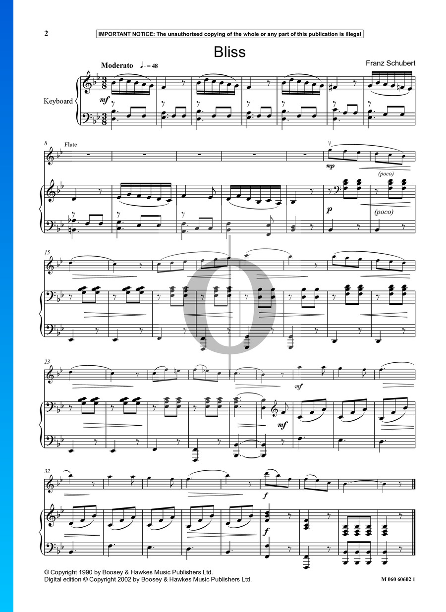 Bliss, D.433 (Franz Schubert) Piano Sheet Music - OKTAV