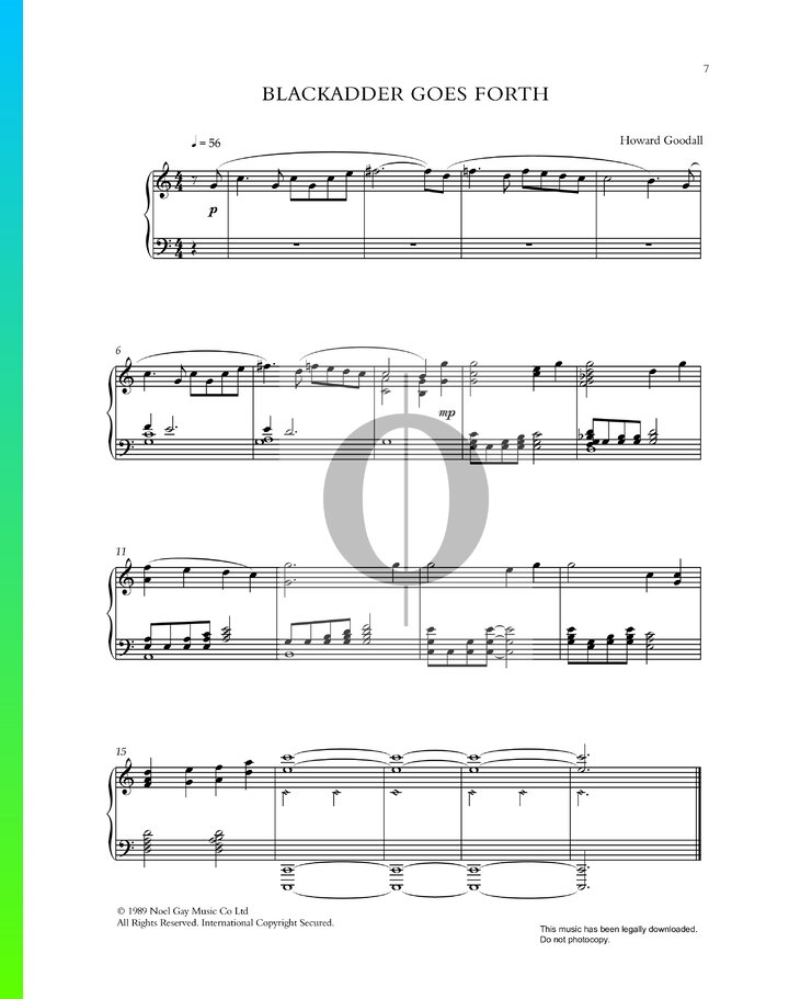 Blackadder Goes Forth Piano Sheet Music from Blackadder by Howard Goodall - OKTAV