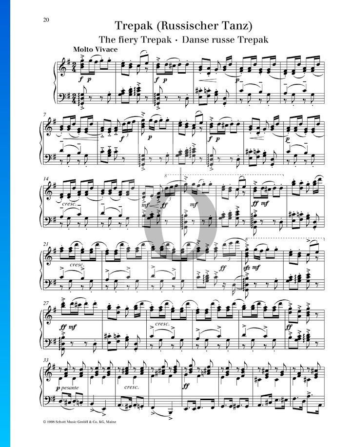 The Nutcracker: Russian Dance (Trepak) (Pjotr Iljitsch Tschaikowski) Piano Sheet Music - OKTAV
