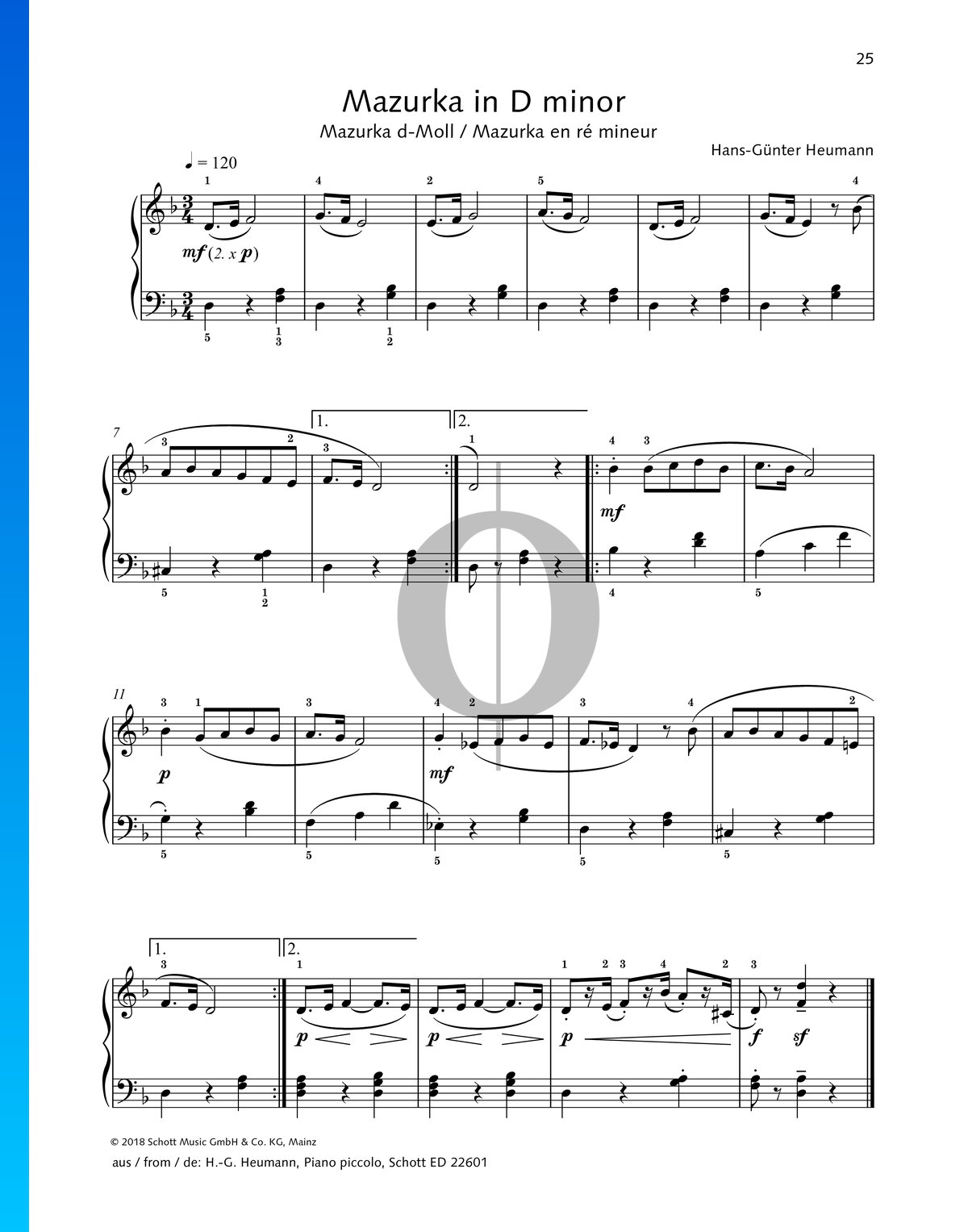 Mazurka in D minor (Hans-Günter Heumann) Piano Sheet Music - OKTAV