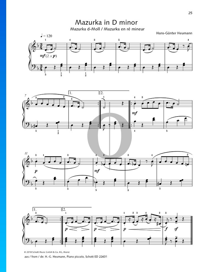 Mazurka in D minor (Hans-Günter Heumann) Piano Sheet Music - OKTAV