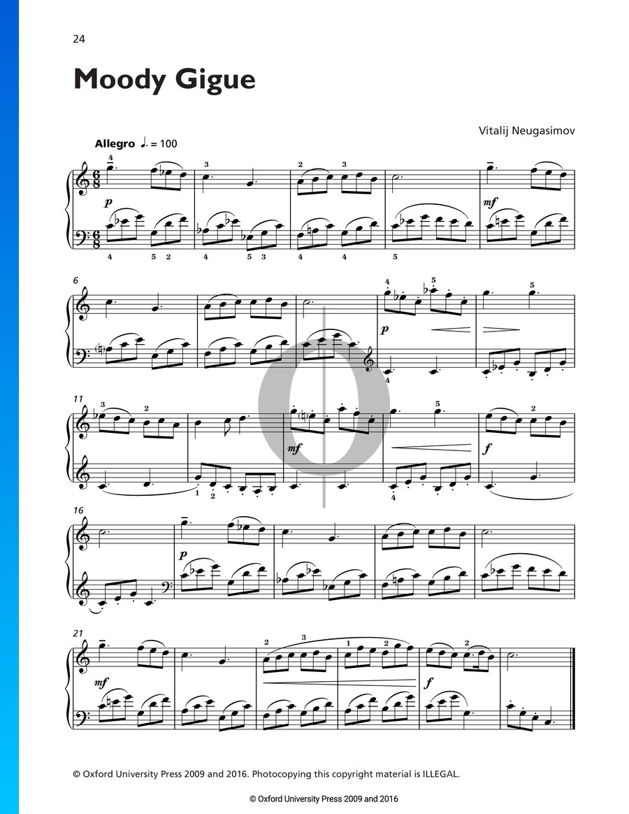 Moody Gigue (Vitalij Neugasimov) Piano Sheet Music - OKTAV