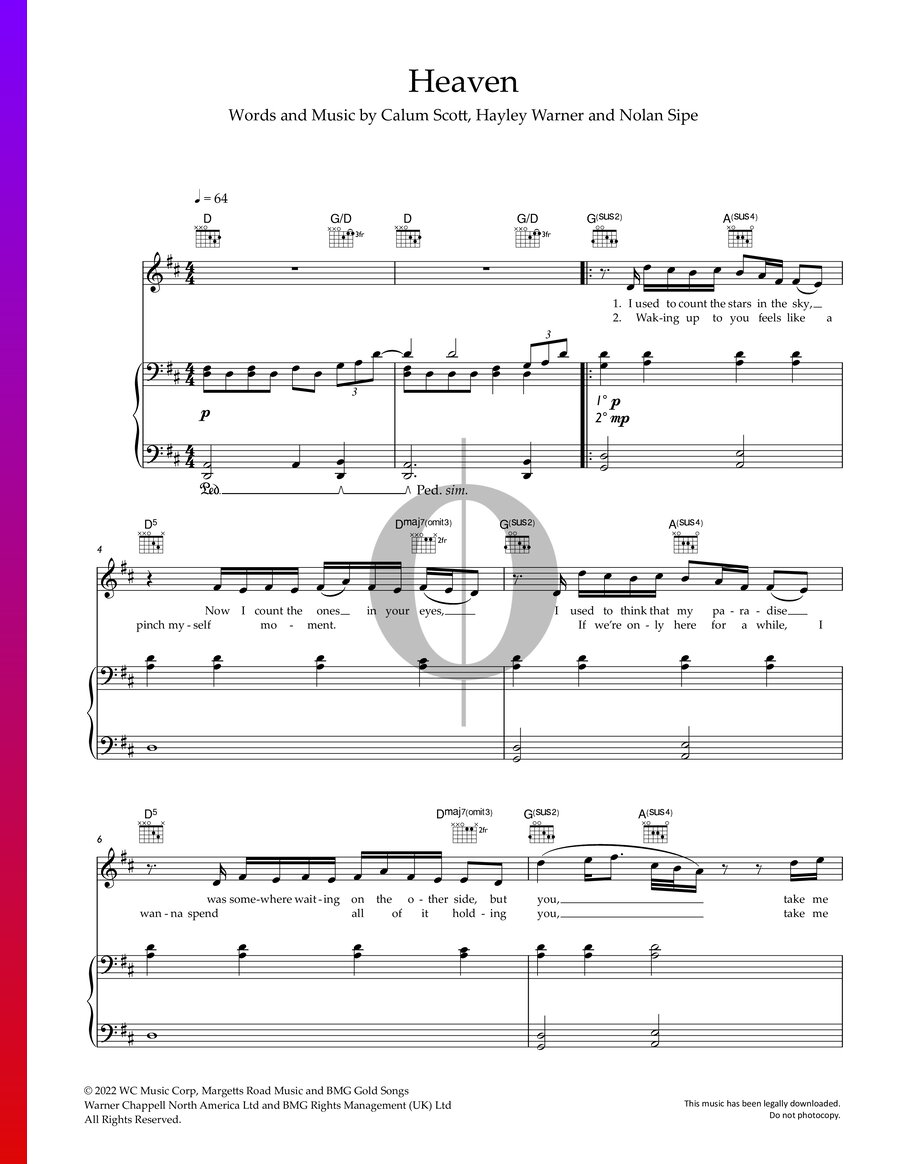 Heaven (Calum Scott) Piano Sheet Music - OKTAV
