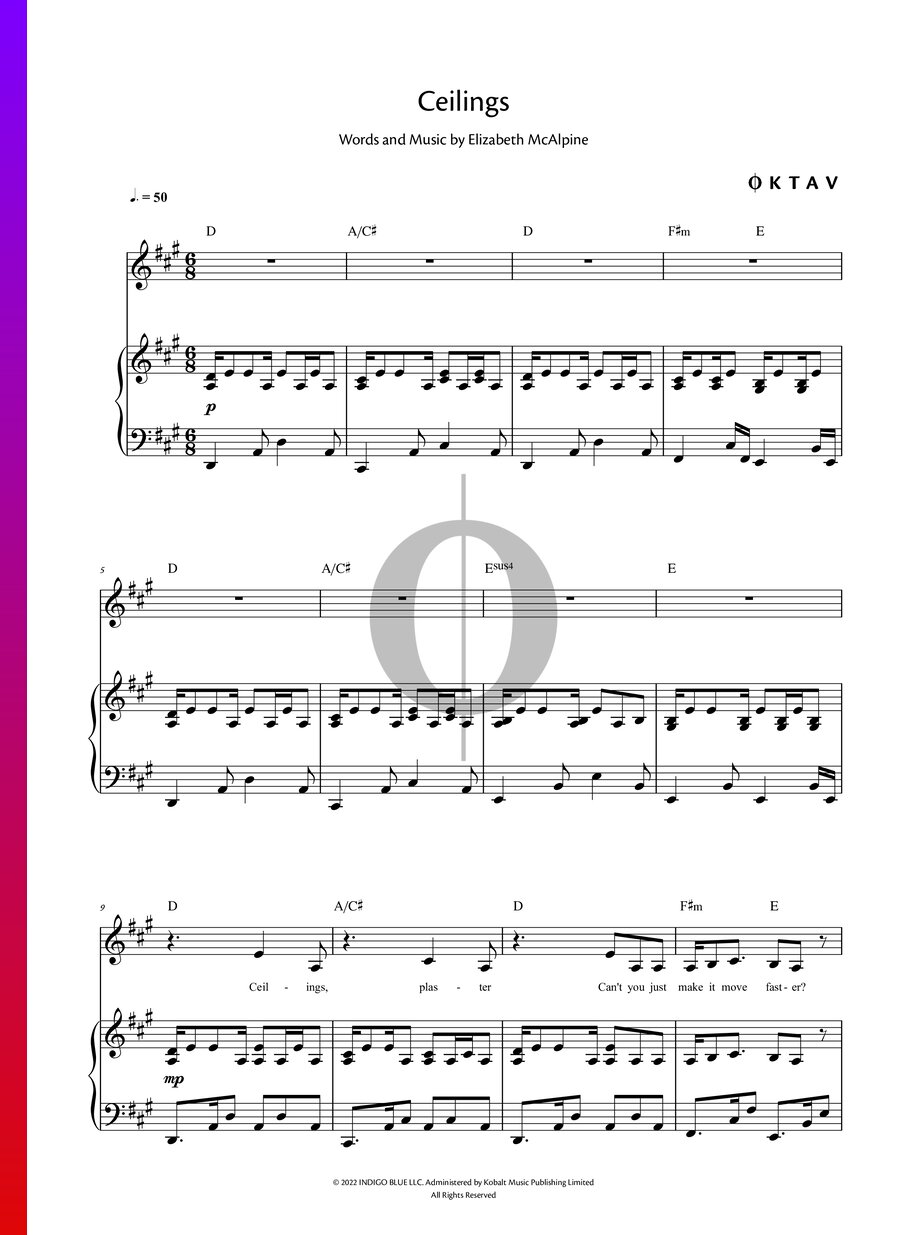 Ceilings (Lizzy McAlpine) Piano Sheet Music - OKTAV