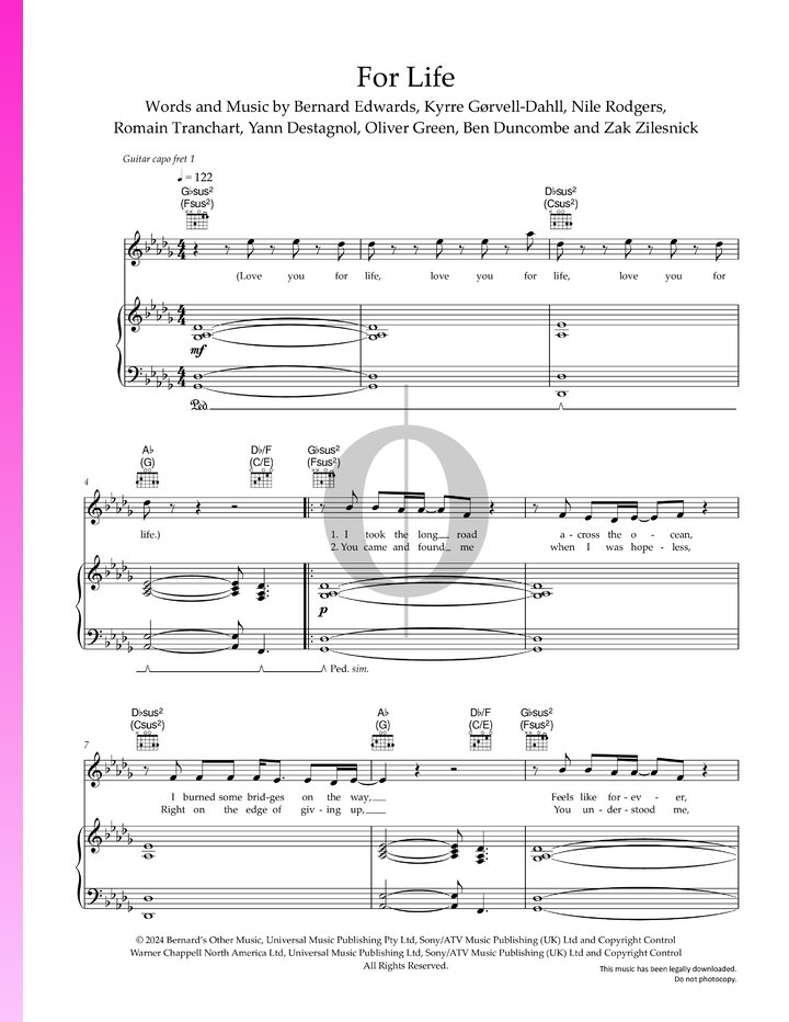 For Life (Zak Abel, Nile Rodgers, Kygo) Piano Sheet Music - OKTAV