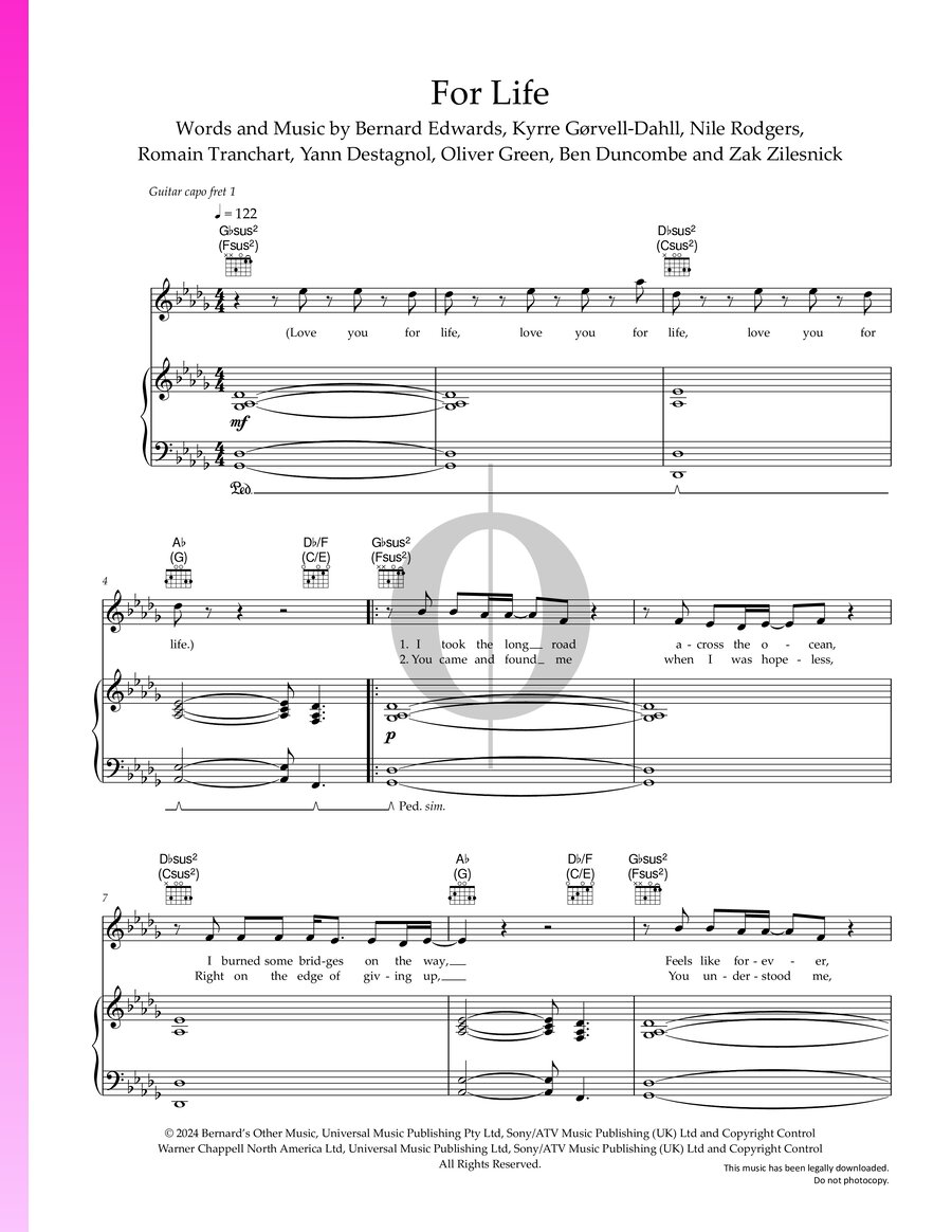 For Life (Zak Abel, Nile Rodgers, Kygo) Piano Sheet Music - OKTAV