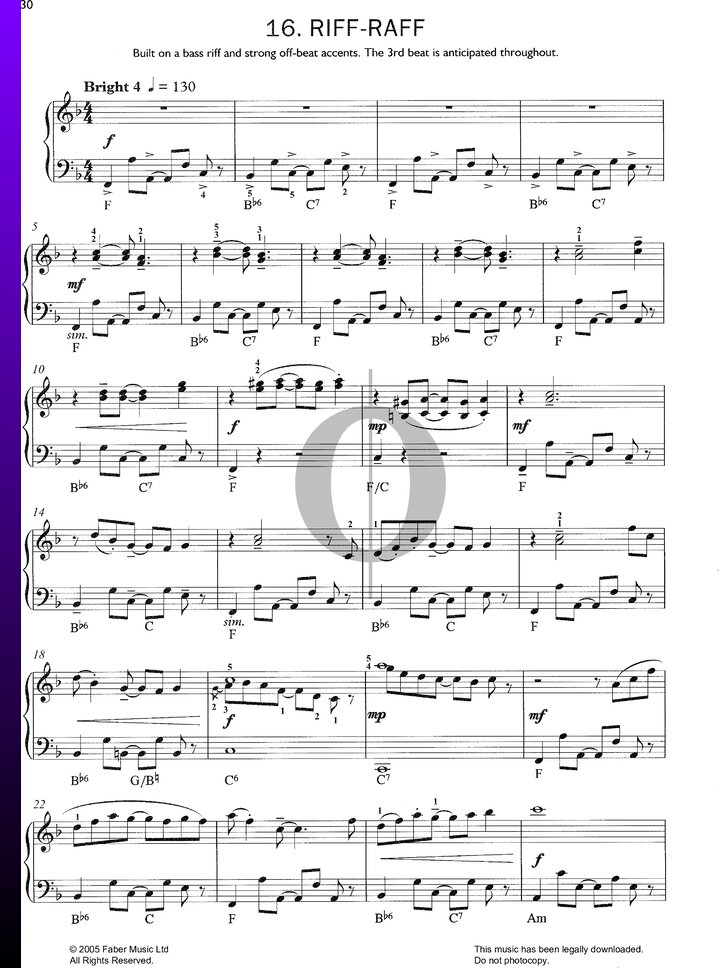 Riff-Raff (John Kember) Piano Sheet Music - OKTAV