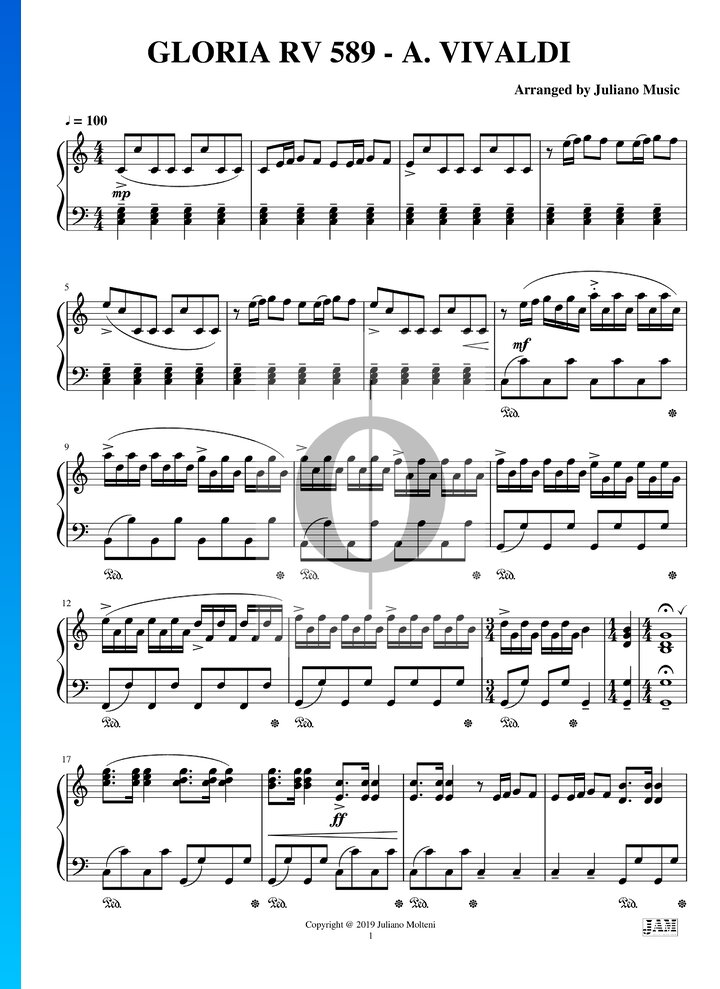 Gloria, RV 589 (Antonio Vivaldi) Piano Sheet Music - OKTAV