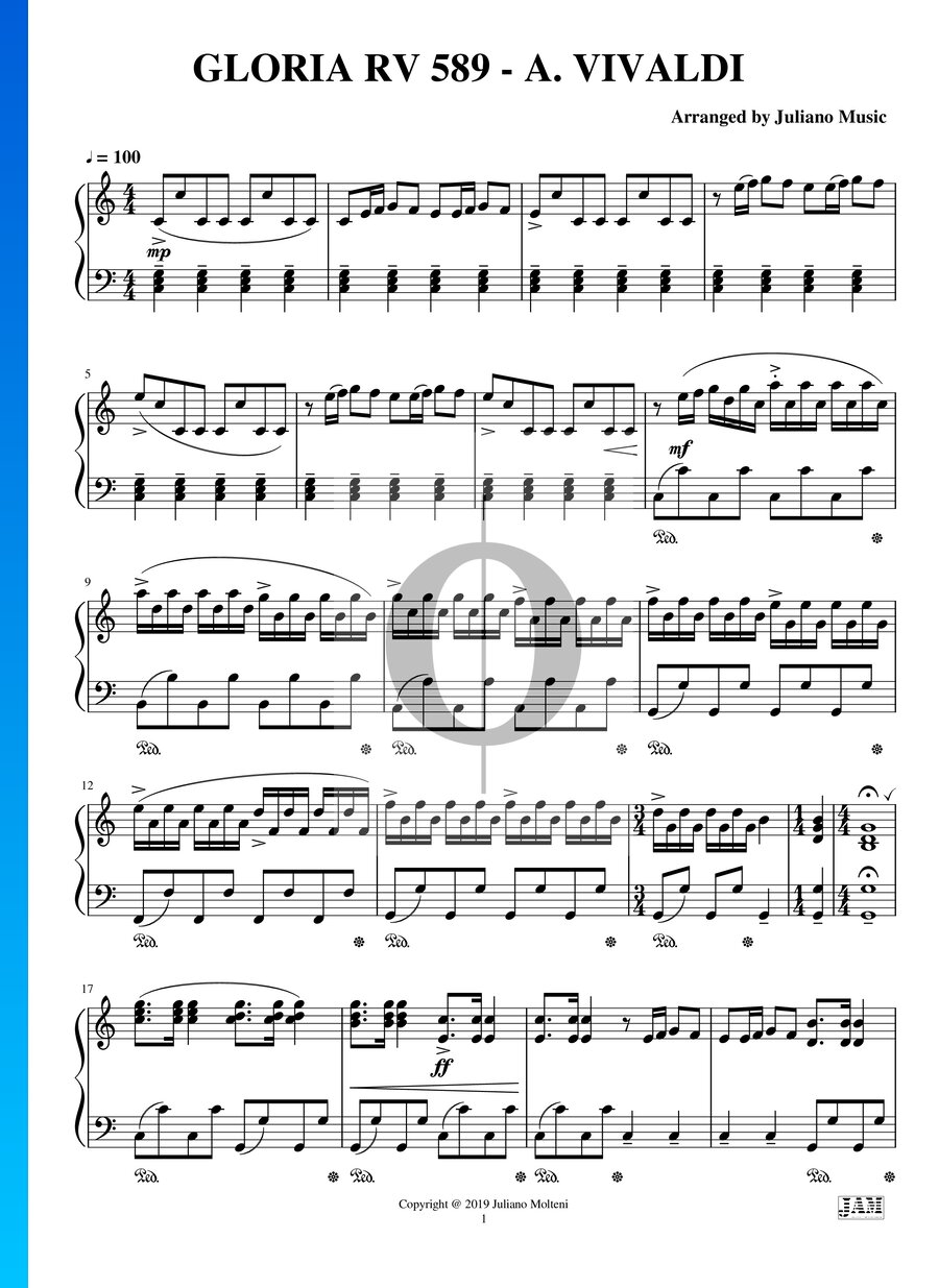 Gloria, RV 589 (Antonio Vivaldi) Piano Sheet Music - OKTAV