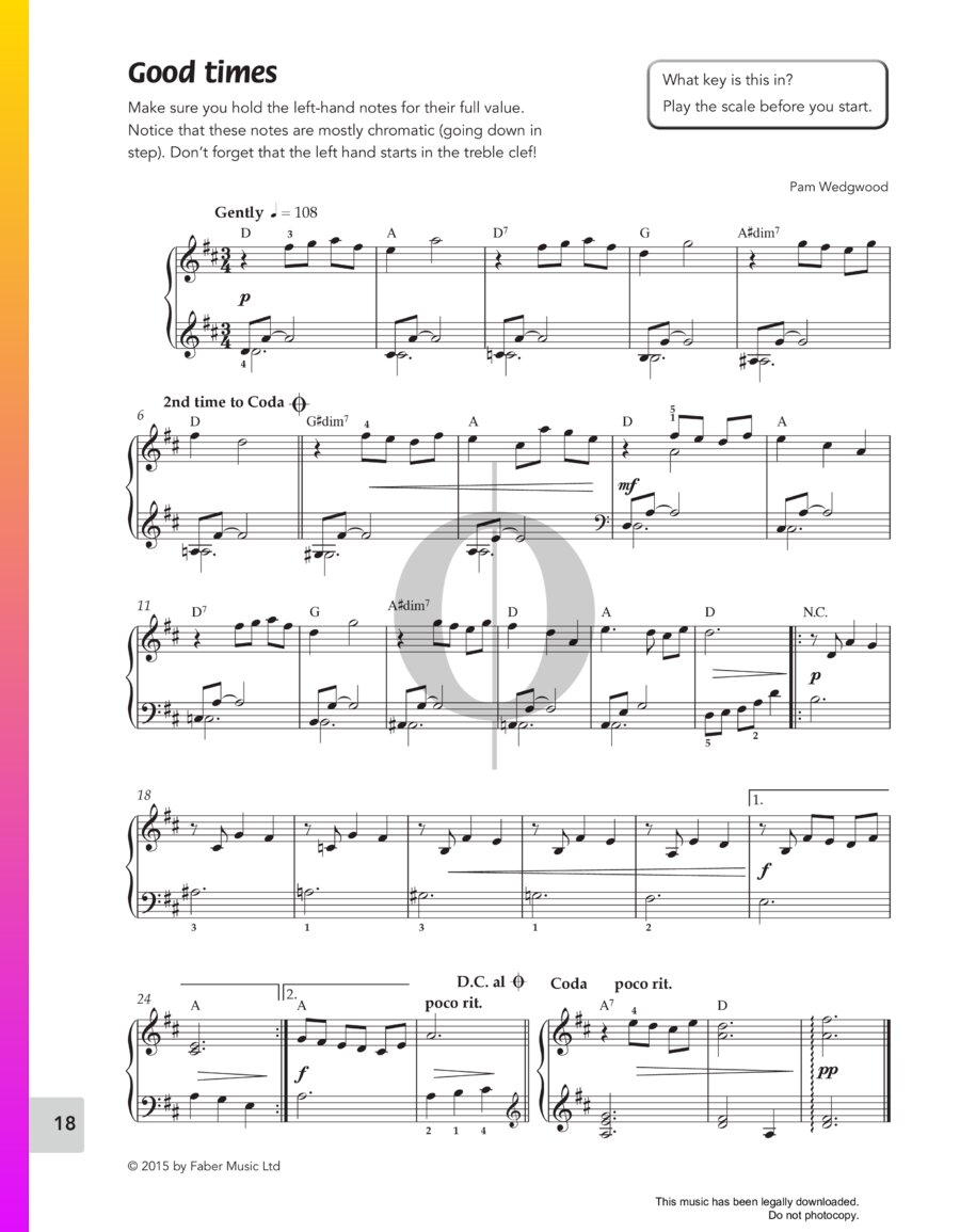 Good Times (Wedgwood) (Pam Wedgwood) Piano Sheet Music - OKTAV