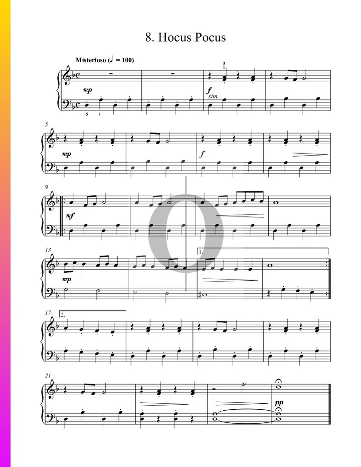 Hocus Pocus (Pam Wedgwood) Piano Sheet Music - OKTAV