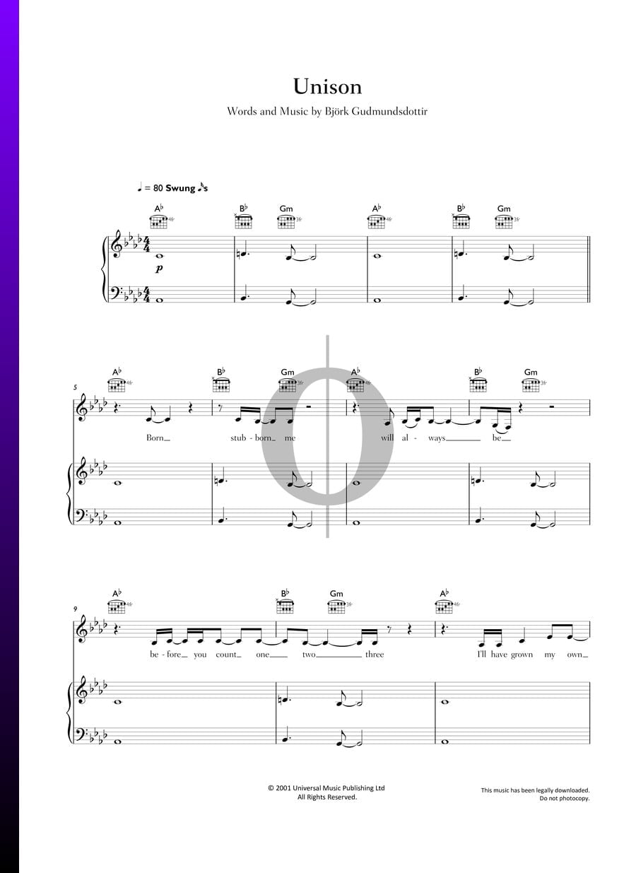 Unison (Jamie Cullum) Piano Sheet Music - OKTAV