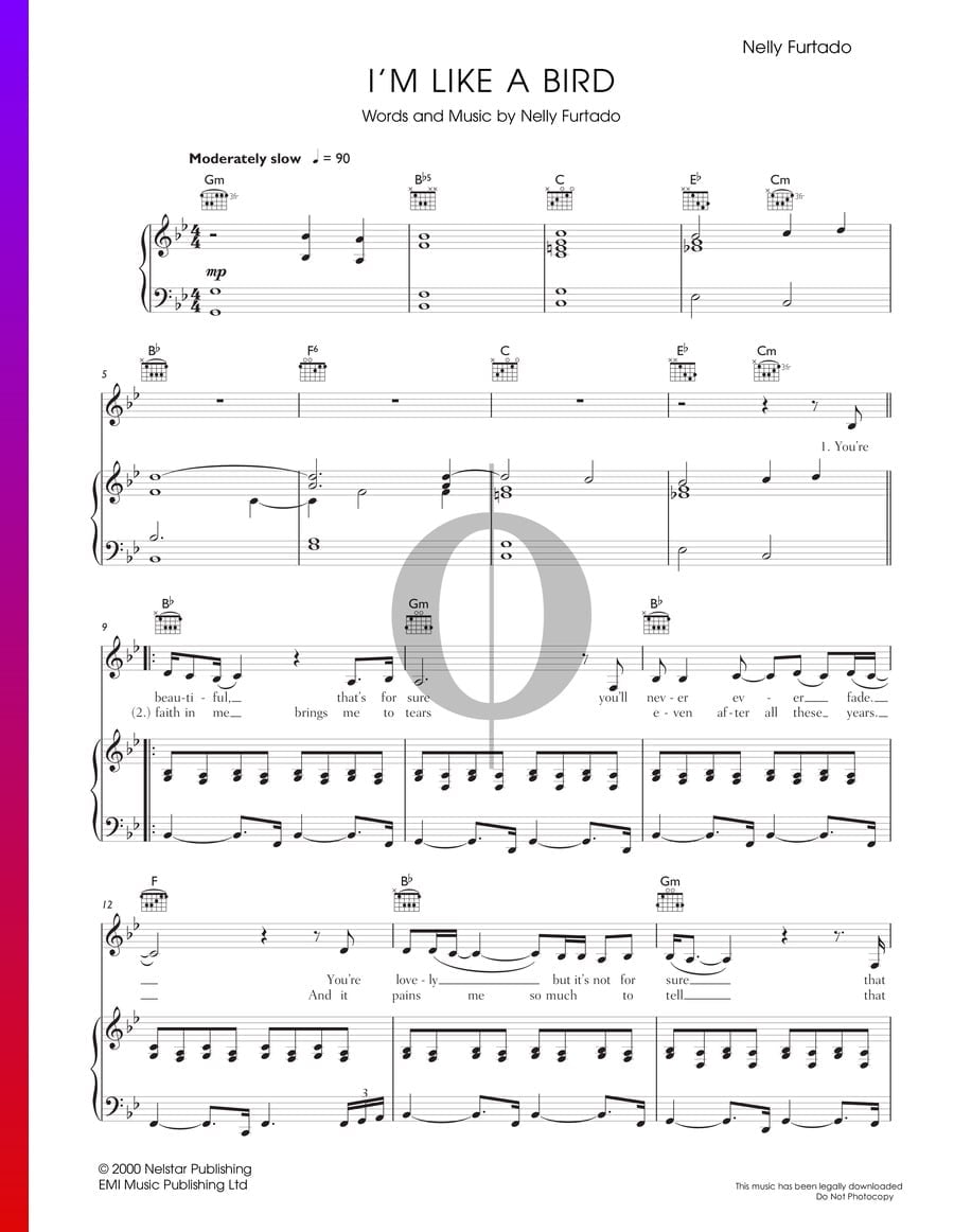 I'm Like A Bird (Nelly Furtado) Piano Sheet Music - OKTAV
