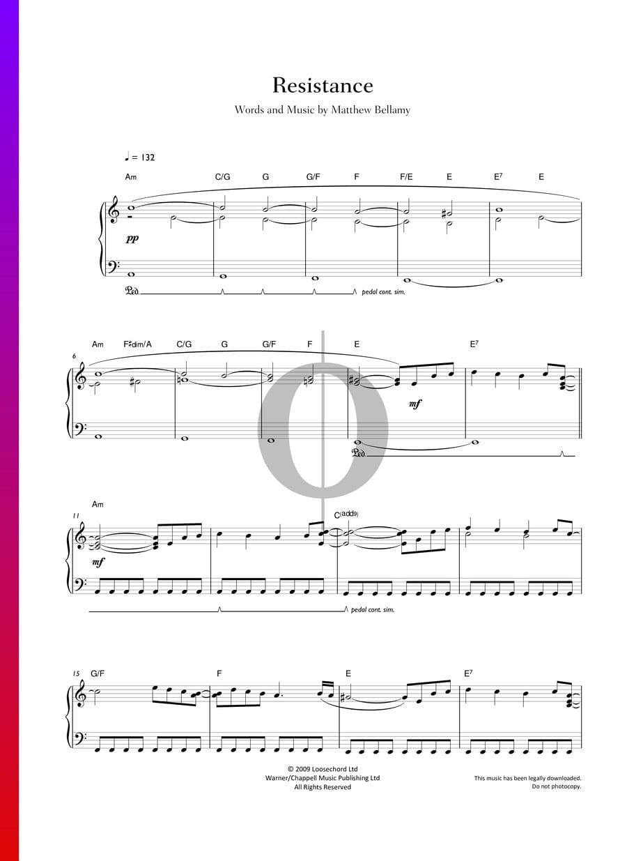 Resistance (Muse) Piano Sheet Music - OKTAV