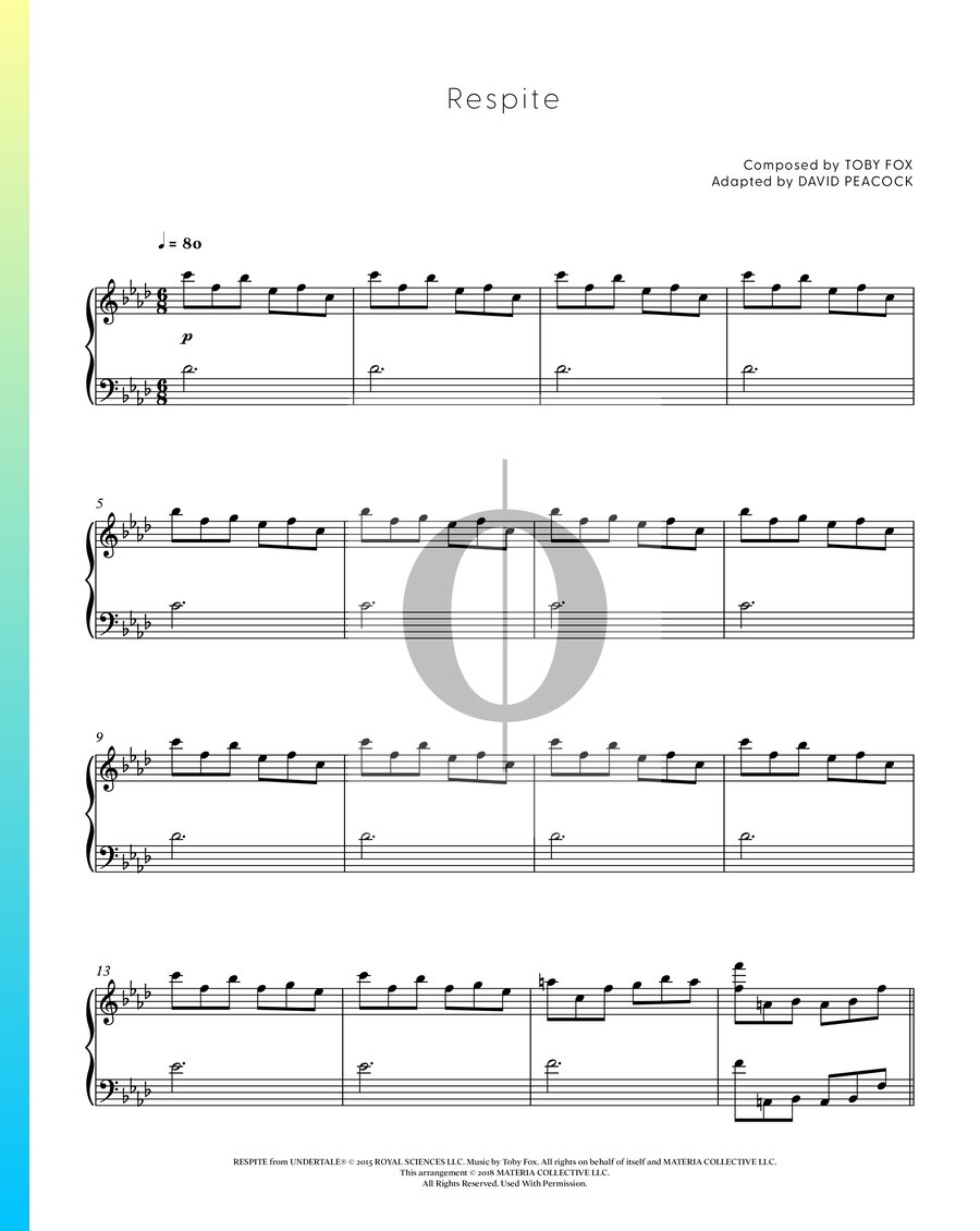 Respite Sheet Music (Piano Solo) - OKTAV