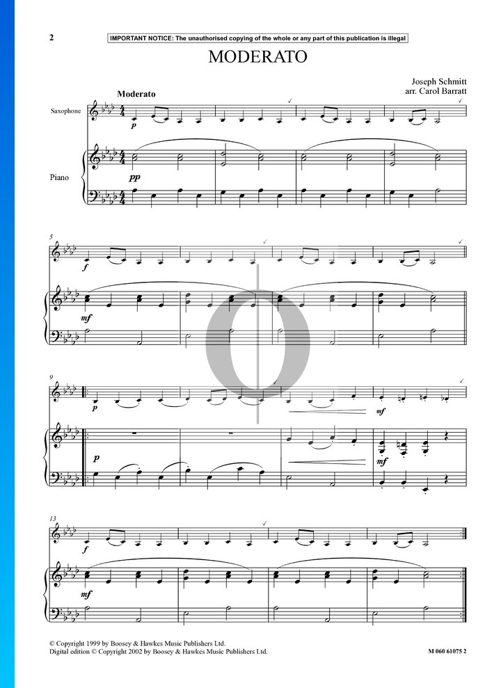 Moderato (Joseph Schmitt) Piano Sheet Music - OKTAV