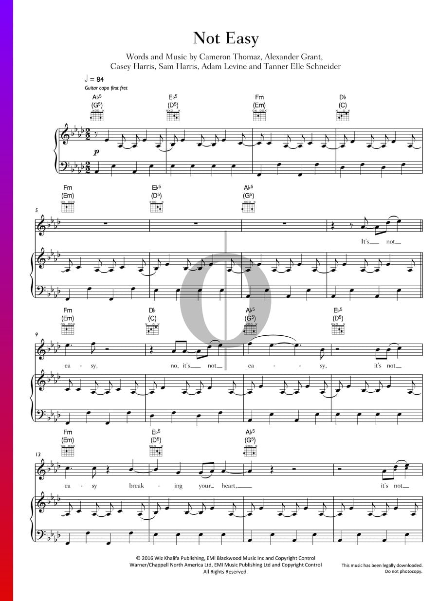 Not Easy (Alex da Kid) Piano Sheet Music - OKTAV