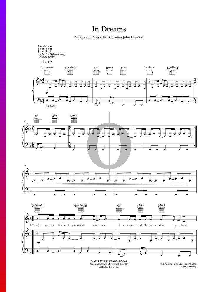 In Dreams (Ben Howard) Piano Sheet Music - OKTAV
