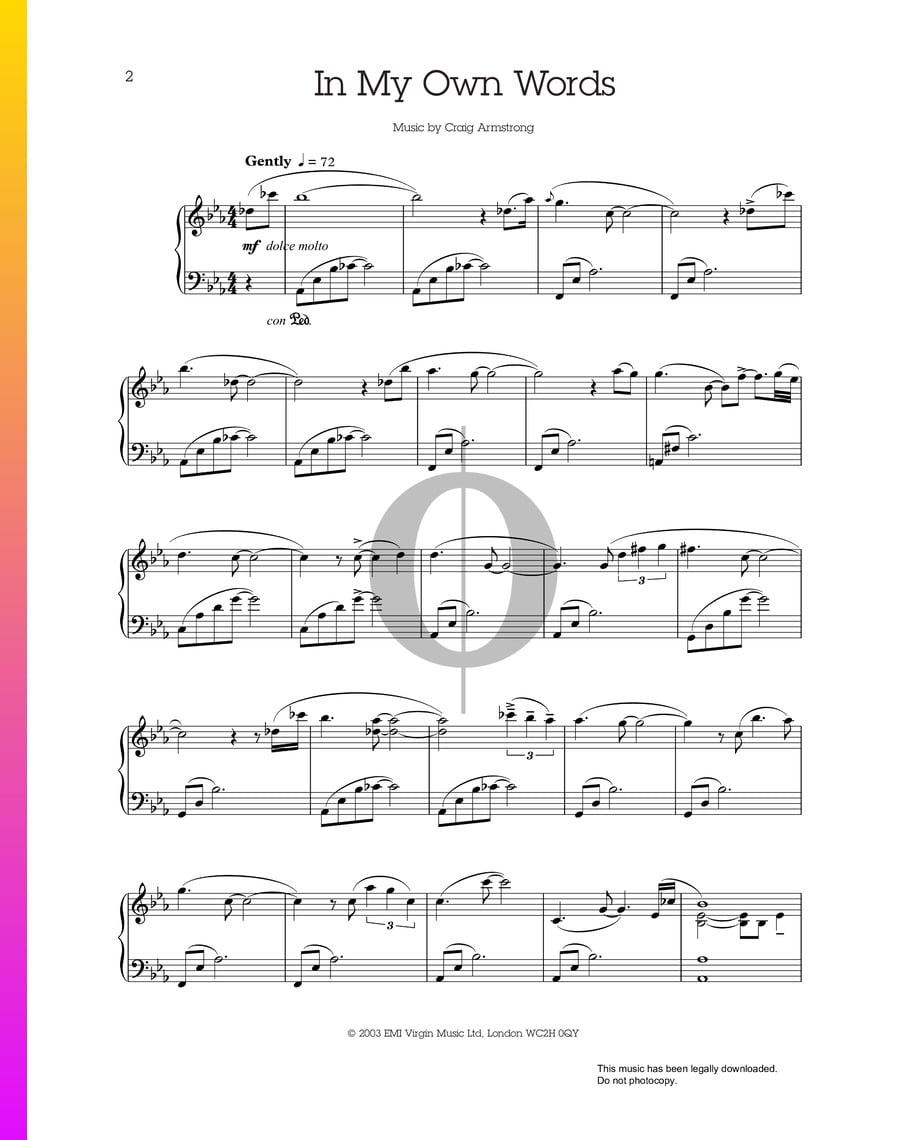 In My Own Words (Craig Armstrong) Piano Sheet Music - OKTAV
