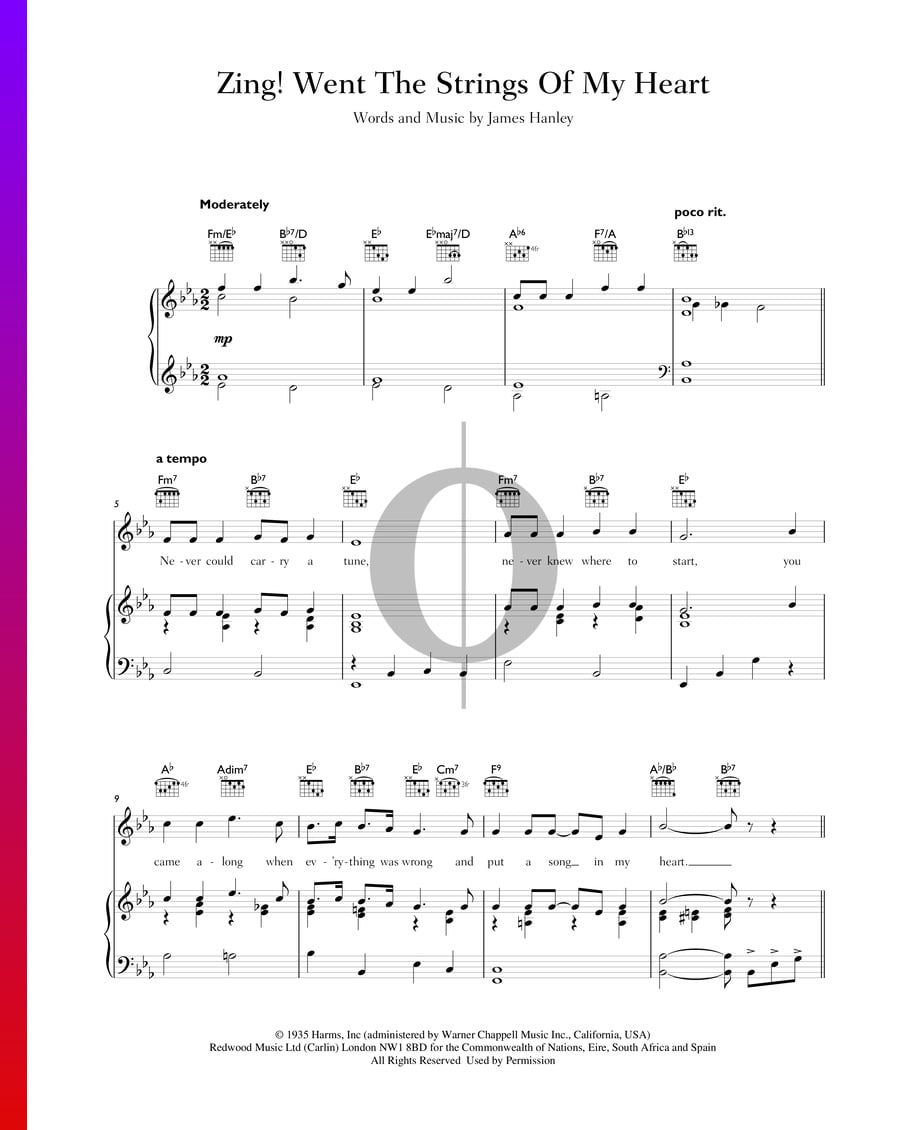 Zing! Went The Strings Of My Heart (Judy Garland) Piano Sheet Music - OKTAV