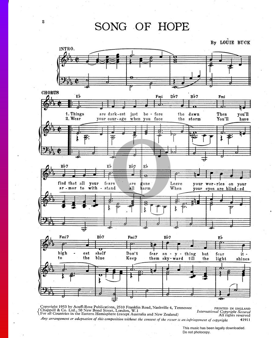 Song Of Hope (Louie Buck) Piano Sheet Music - OKTAV