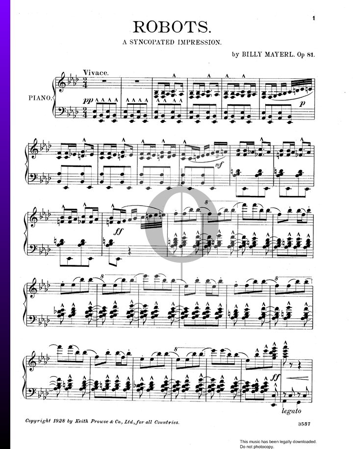Robots, Op. 81 (Billy Mayerl) Piano Sheet Music - OKTAV