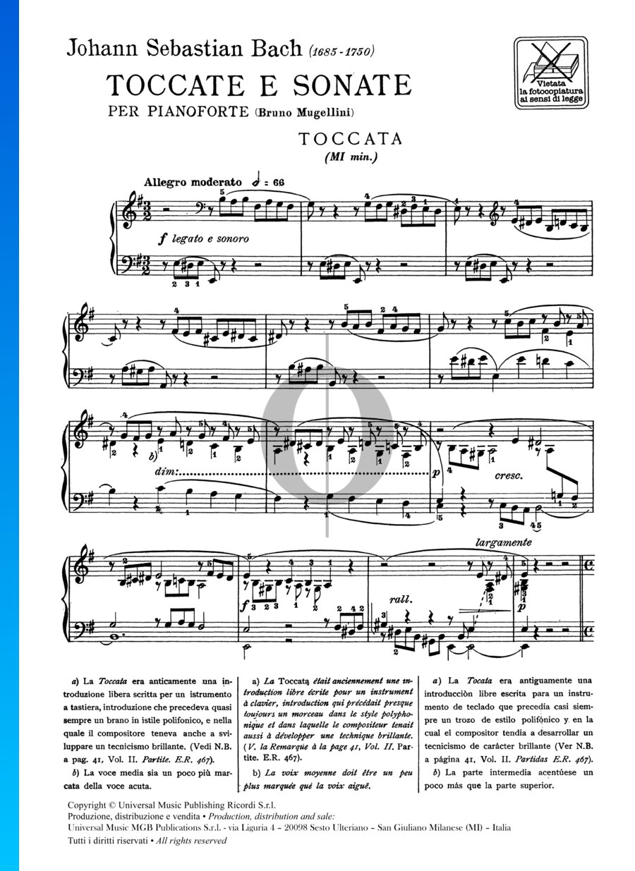 Toccata in E Minor, BWV 914 (Johann Sebastian Bach) Piano Sheet Music ...