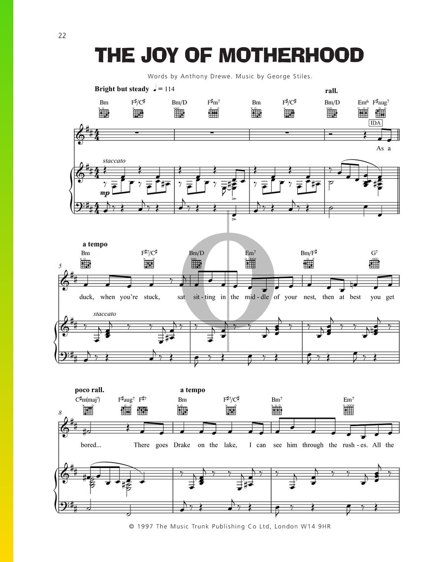 The Joy Of Motherhood (George Stiles) Piano Sheet Music - OKTAV