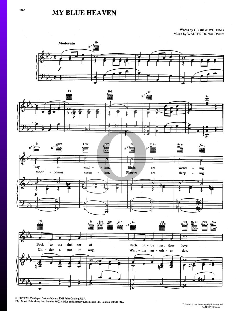 My Blue Heaven (Gene Austin) Piano Sheet Music - OKTAV