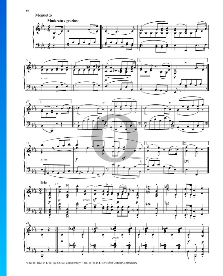 Sonata en mi bemol mayor, Op. 31 n.º 3: 3. Minueto » Ludwig van Beethoven - Partituras de piano ...