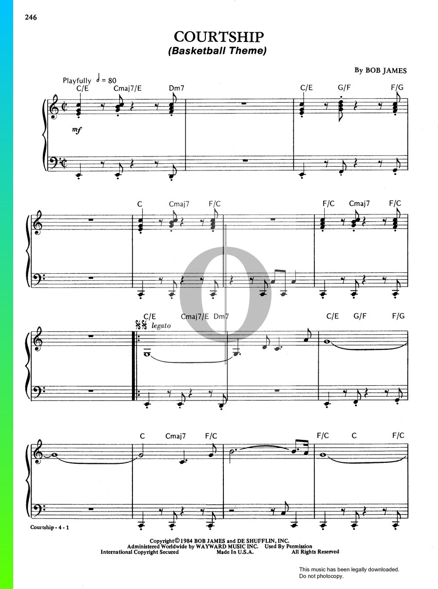 Courtship (Basketball Theme) Piano Sheet Music from by Bob James - OKTAV