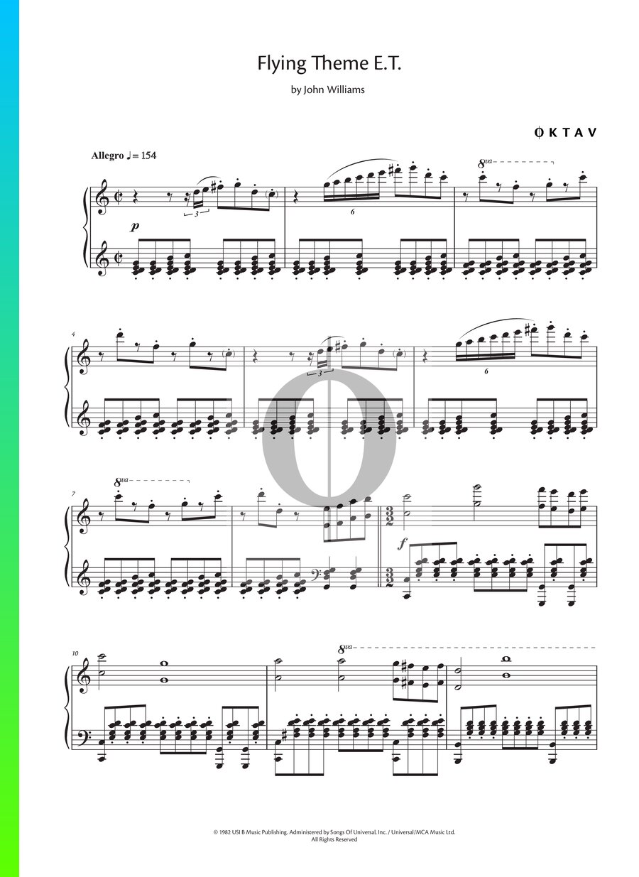 Flying Theme E.T. Piano Sheet Music from E.T. The Extra-Terrestrial by ...