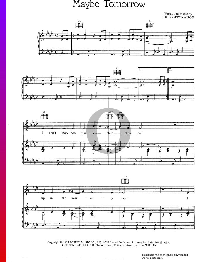Maybe Tomorrow (The Jackson 5) Piano Sheet Music - OKTAV