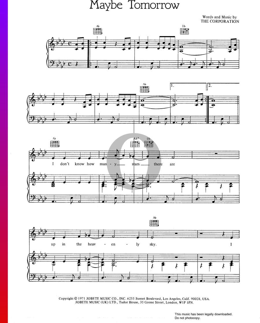 Maybe Tomorrow (The Jackson 5) Piano Sheet Music - OKTAV