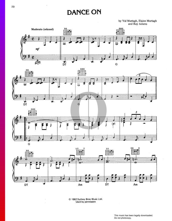 Dance On (The Shadows) Piano Sheet Music - OKTAV