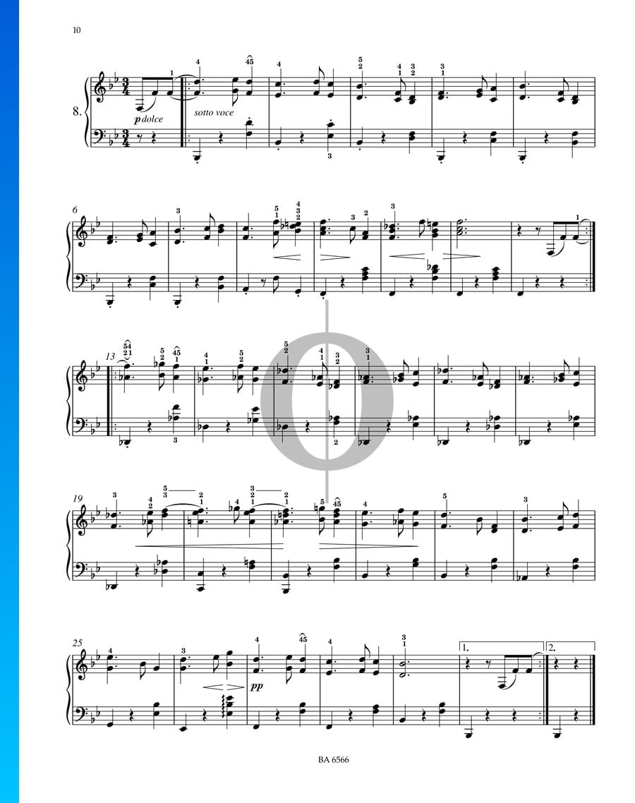 Sixteen Waltzes, Op. 39 No. 8 (Johannes Brahms) Piano Sheet Music - OKTAV