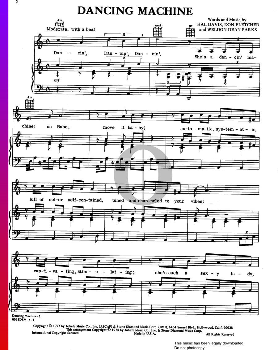 Dancing Machine (The Jackson 5) Piano Sheet Music - OKTAV