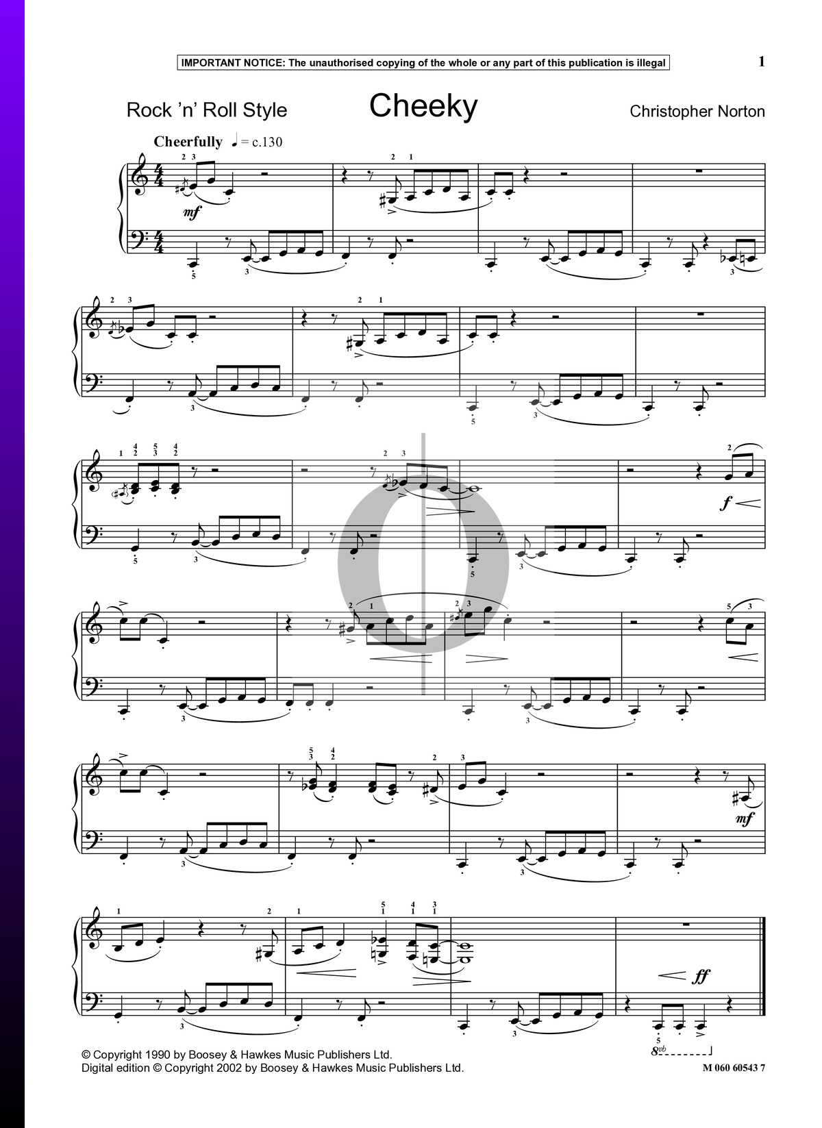 Cheeky (Christopher Norton) Piano Sheet Music - OKTAV
