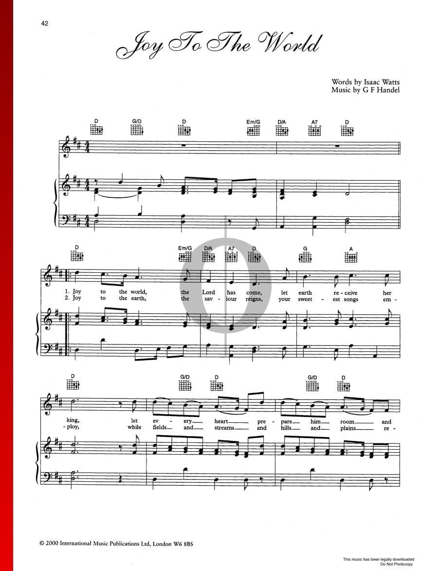 Joy To The World Sheet Music (Piano, Voice, Guitar) | PDF Download - OKTAV