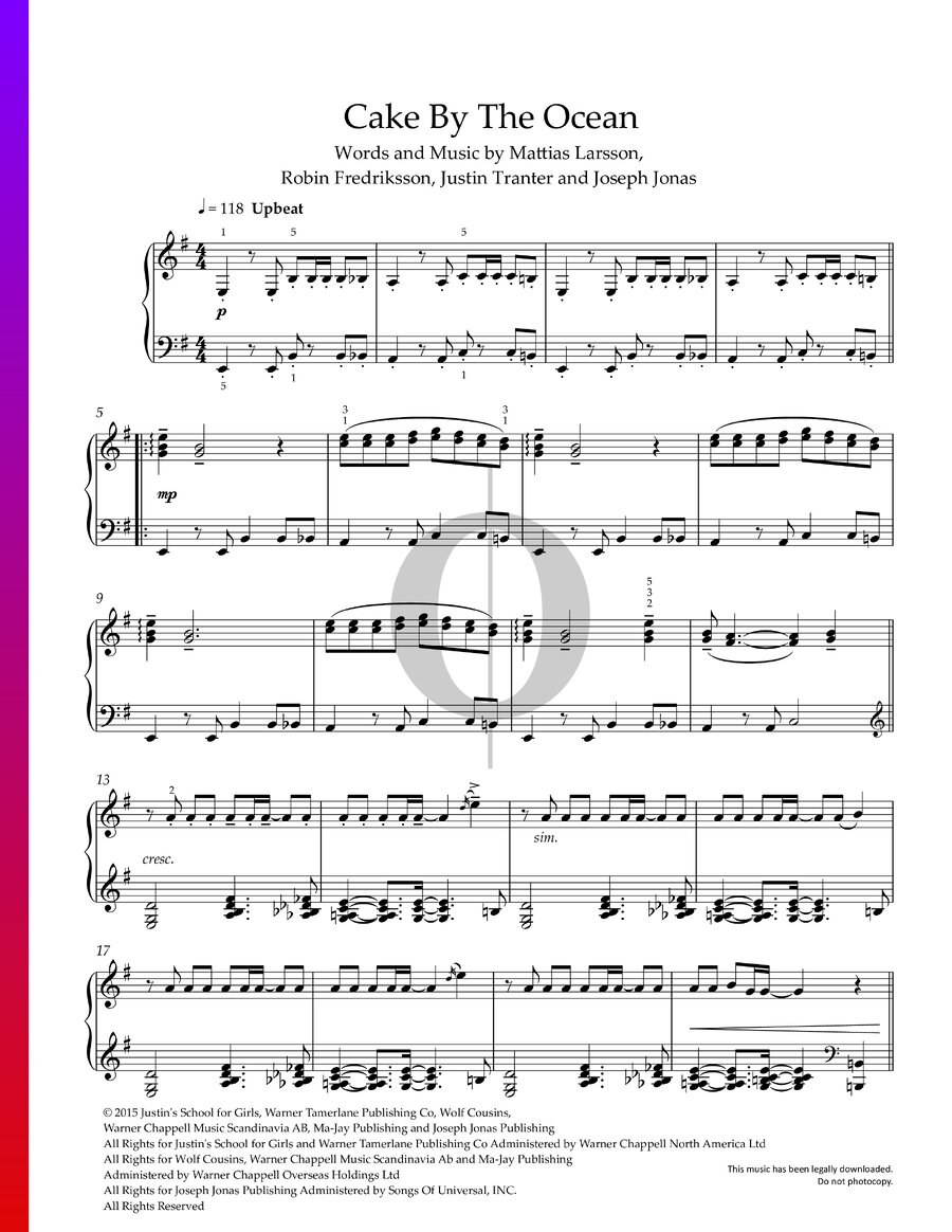 Cake By The Ocean (Dance) Piano Sheet Music - OKTAV