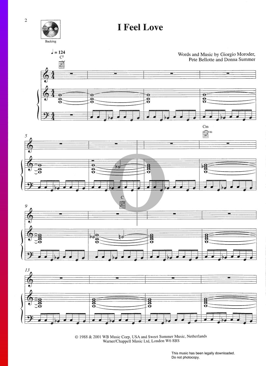 I Feel Love (Donna Summer) Piano Sheet Music - OKTAV