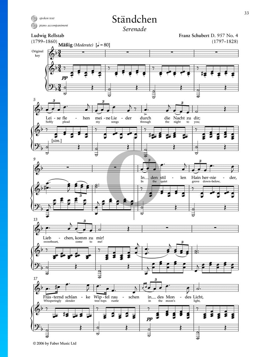 Ständchen (Serenade) D. 957 No. 4 Sheet Music (Piano, Voice) - PDF ...