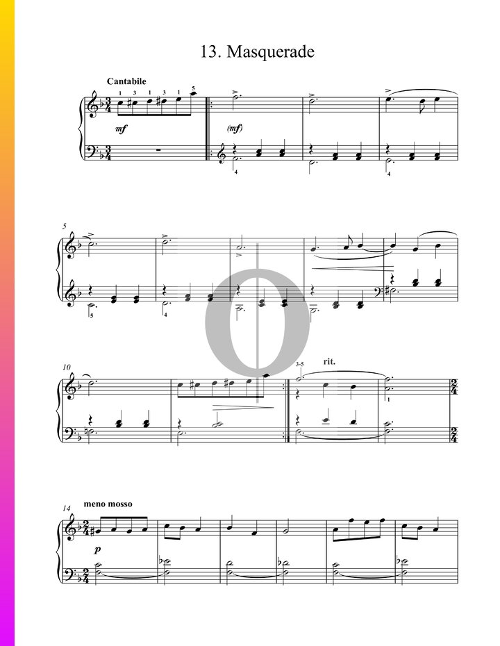Masquerade (Pam Wedgwood) Piano Sheet Music - OKTAV