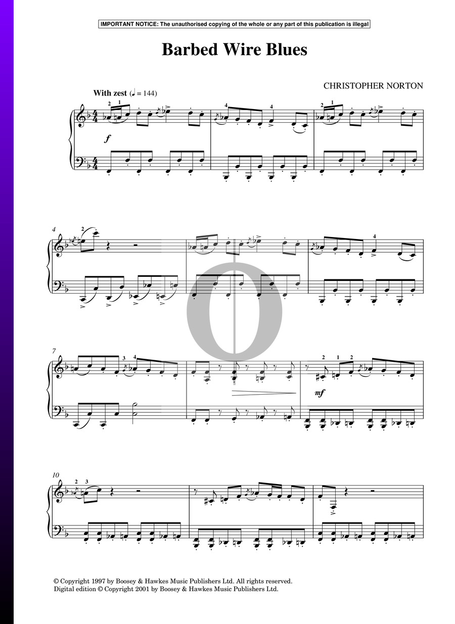 Barbed Wire Blues (Christopher Norton) Piano Sheet Music - OKTAV