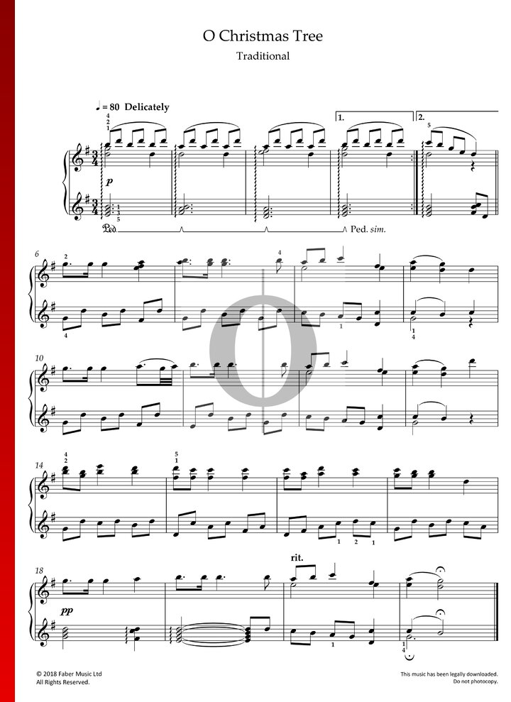 O Christmas Tree (Anonymous) Piano Sheet Music - OKTAV