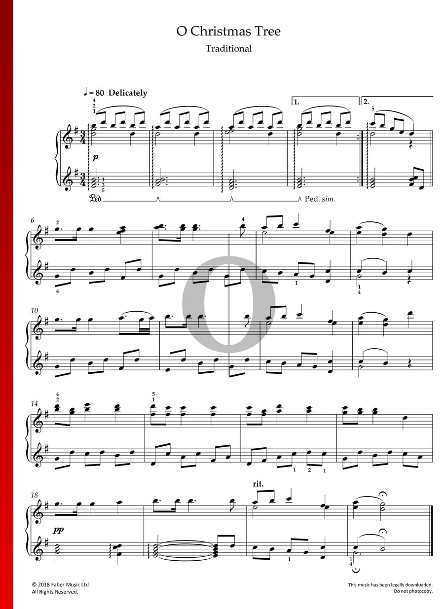 O Christmas Tree (Anonymous) Piano Sheet Music - OKTAV