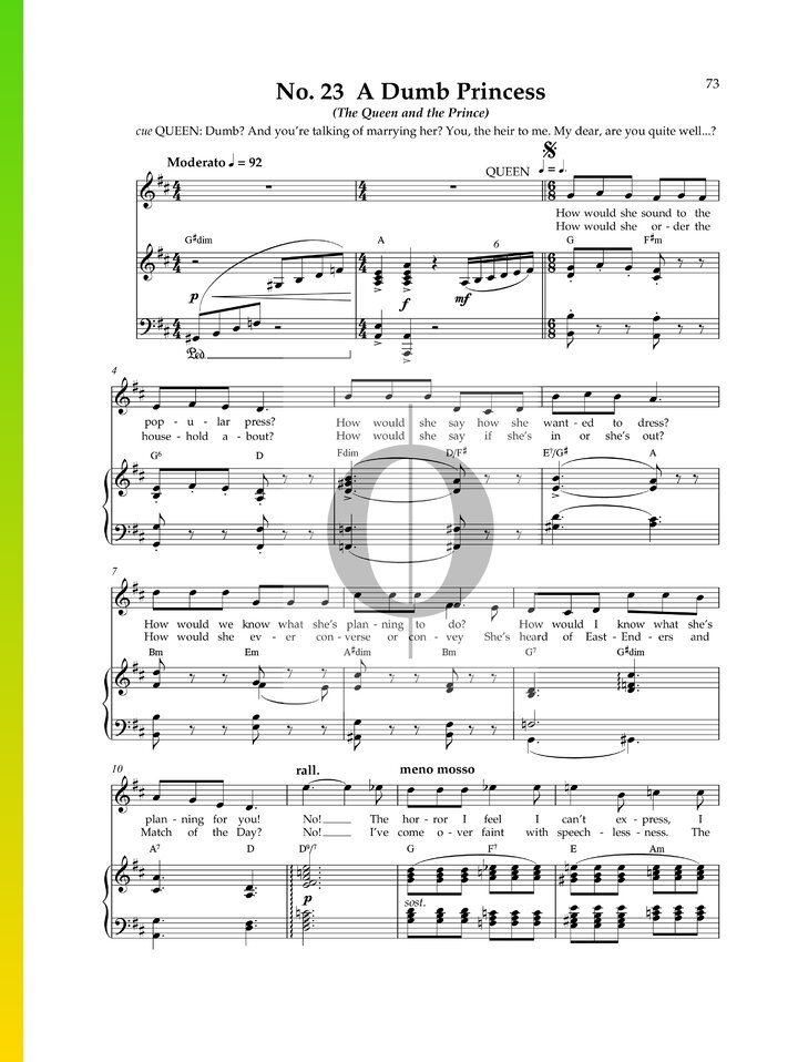 A Dumb Princess (Carl Davis) Piano Sheet Music - OKTAV
